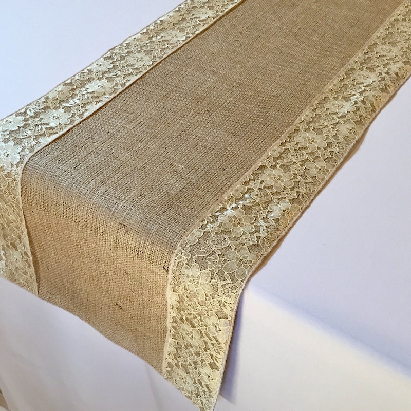 Burlap and Lace Table Runner - Etsy