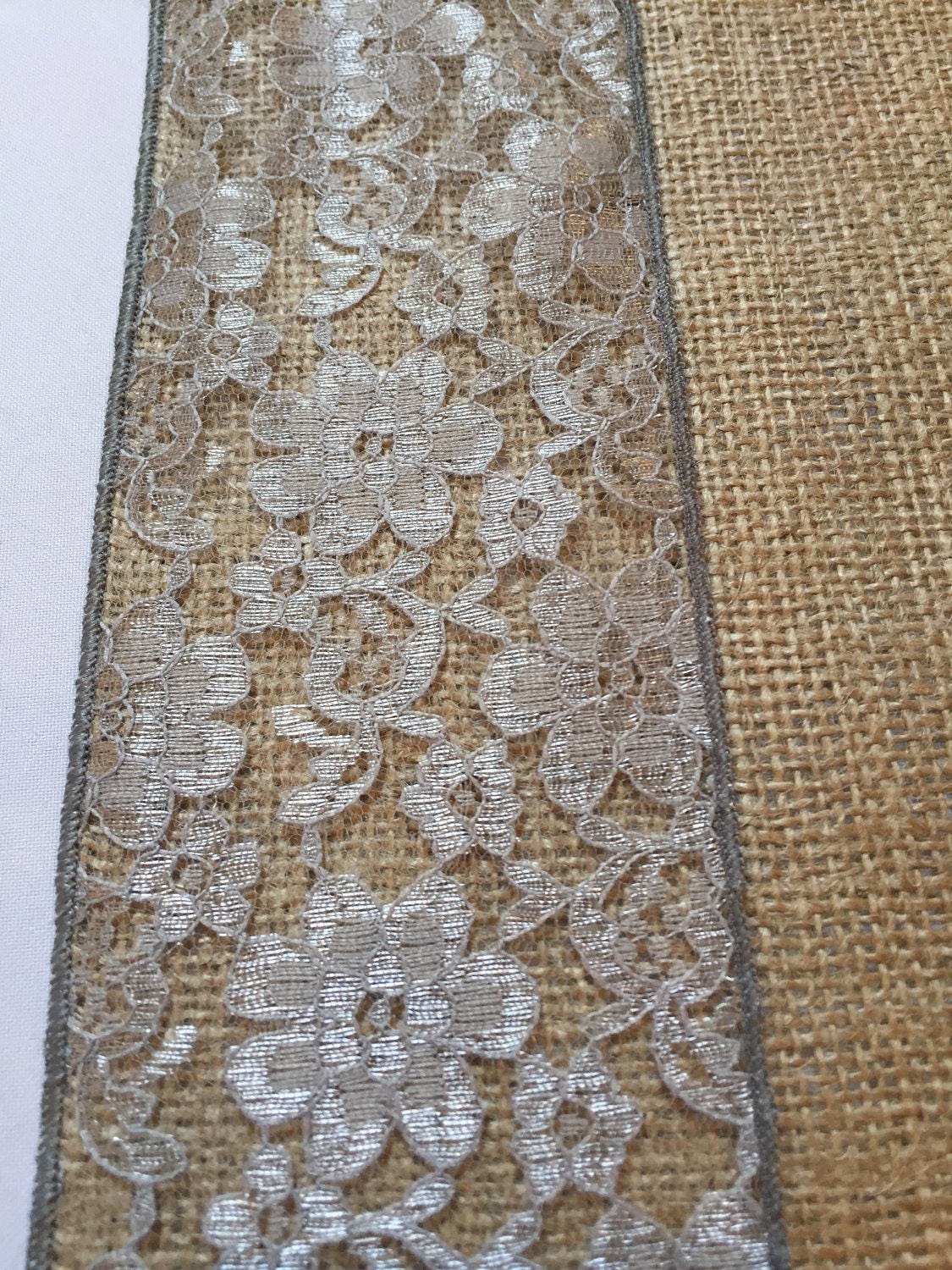 Burlap and Lace Table Runner Weding Table Runner Silver Grey - Etsy
