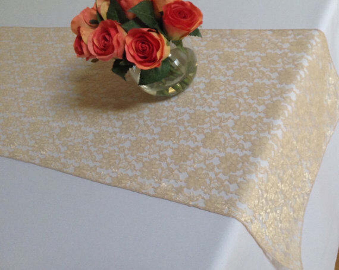 Gold Lace Table Overlay SELECT A SIZE Other Colors | Etsy
