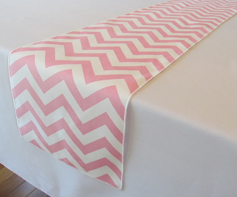 Light Pink and White Chevron Table Runner SELECT A SIZE - Etsy