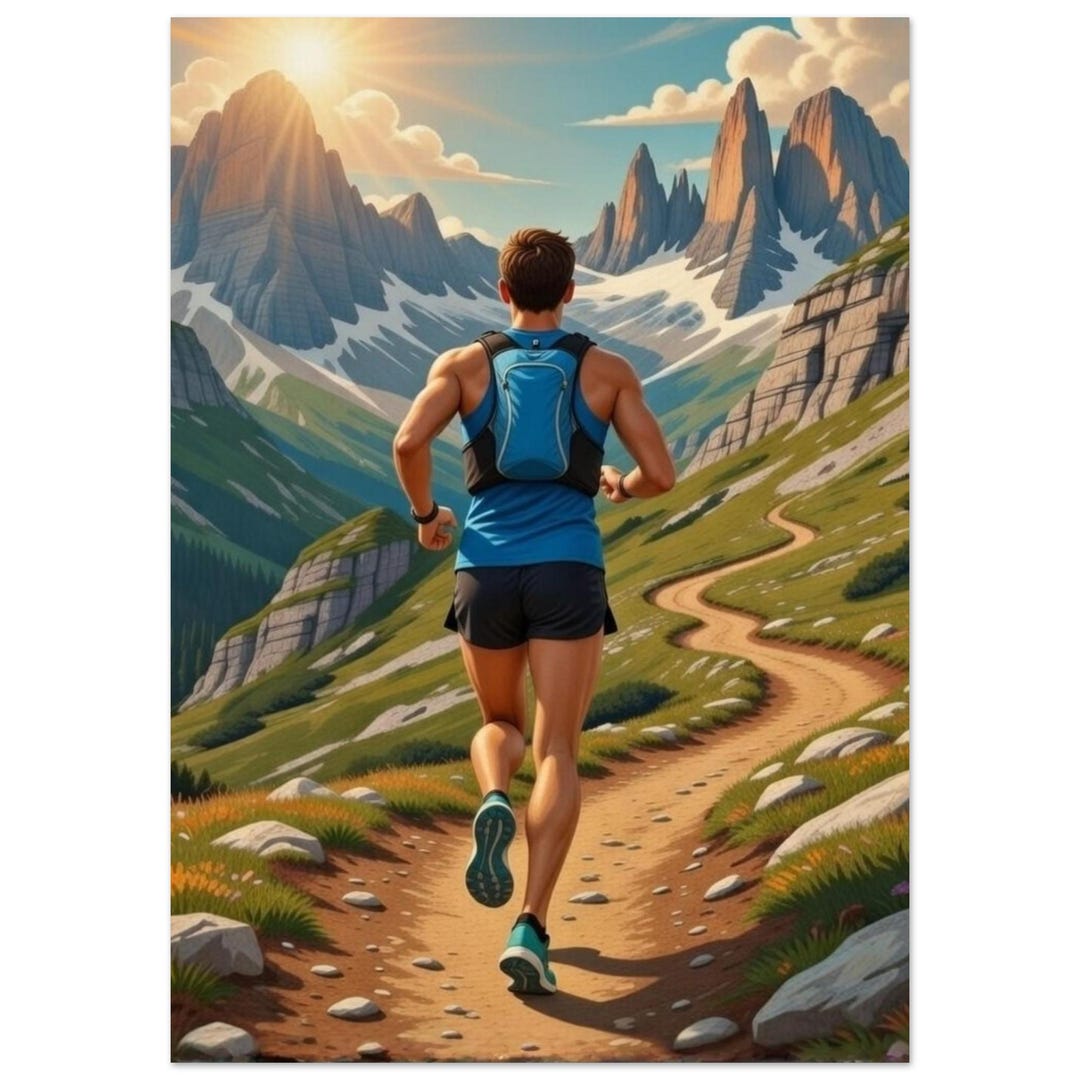 Mountain Runner Wall Art | Gift for Runners | Fine Art Poster | Design ...