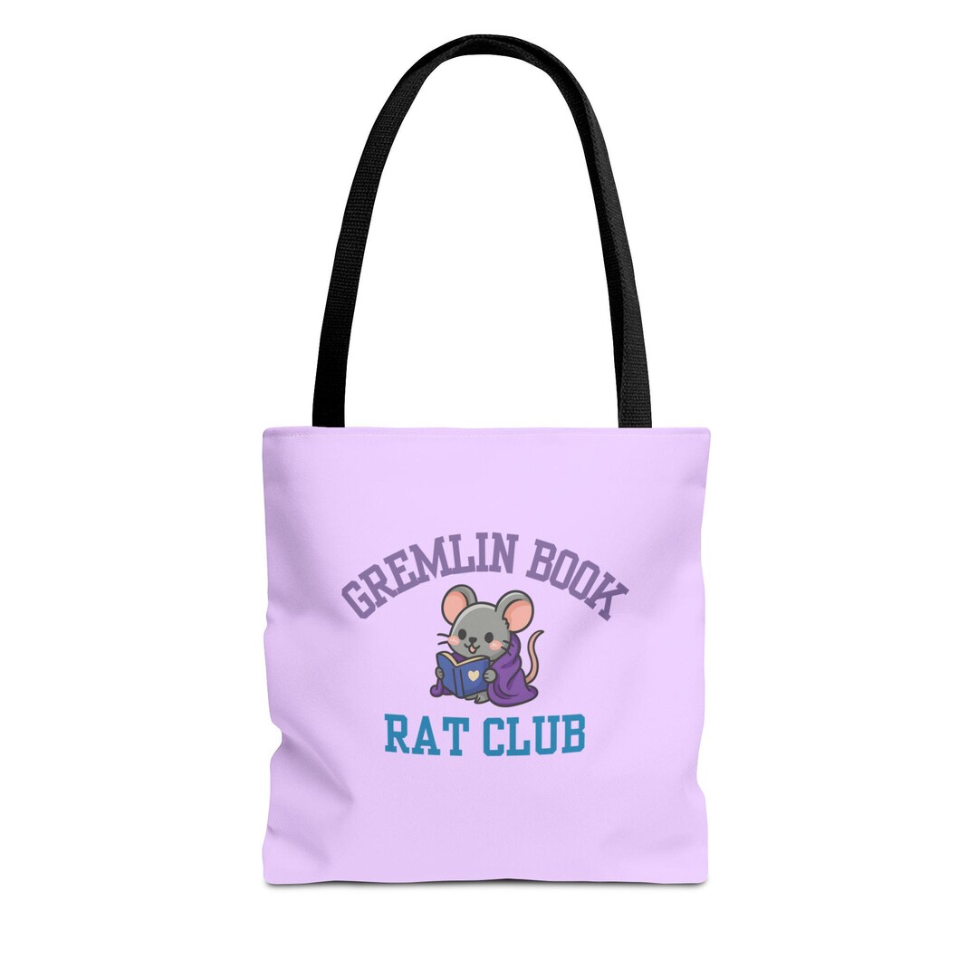 Gremlin Book Rat Club Tote Bag | Cute Reading Rodent Illustration - Etsy