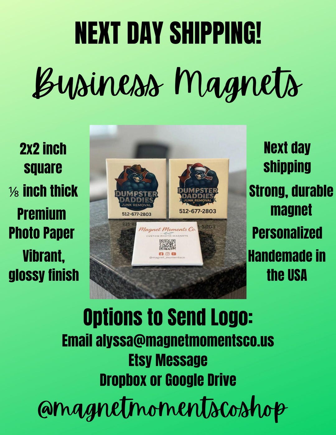Custom Business Logo Magnets - Promotional Swag - Bulk Business Card ...