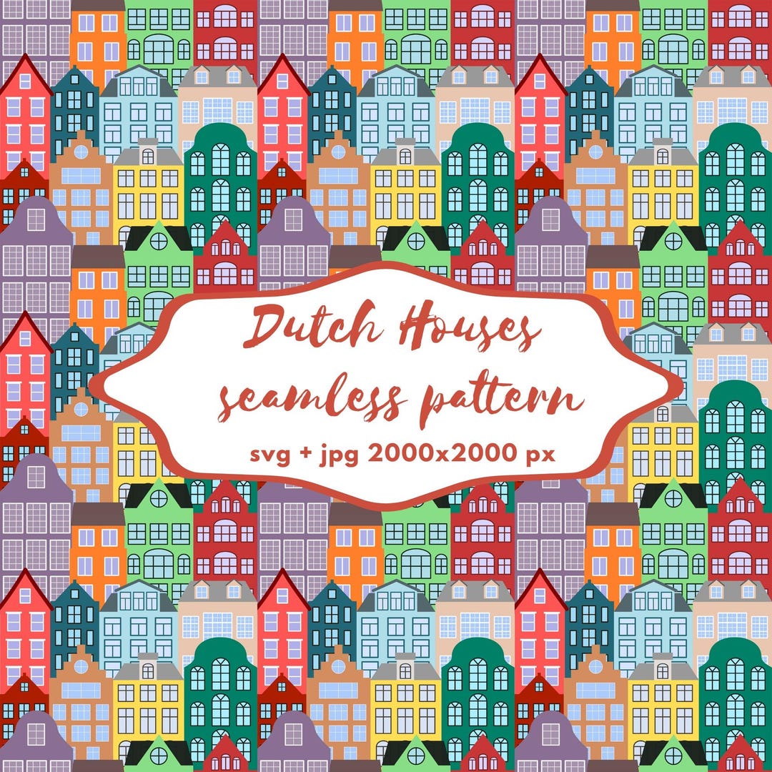 Amsterdam Canal Houses Seamless Pattern | Dutch Houses Repeat Design ...