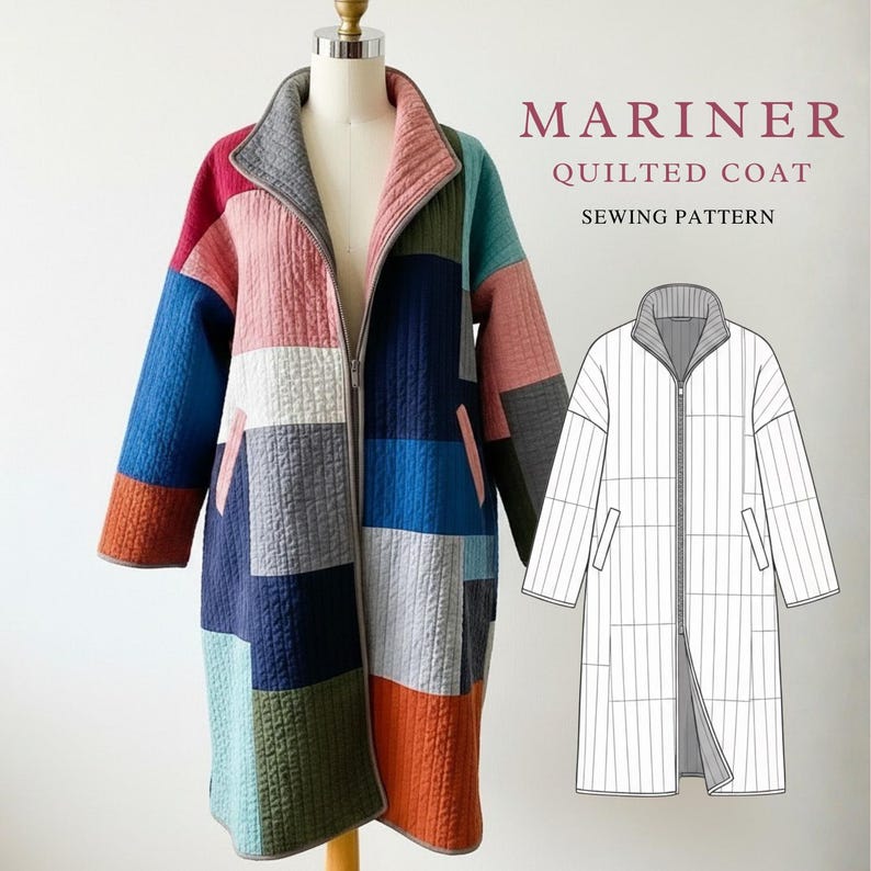 Mariner Quilt Coat Sewing Pattern | Beginner-friendly, XXS-4XL (instant ...