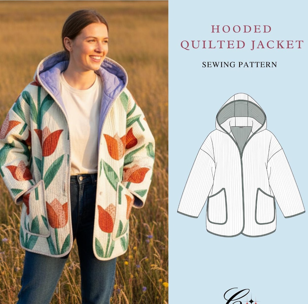 Beginner Hooded Quilted Jacket Sewing Pattern | Sizes XXS-4XL (instant ...
