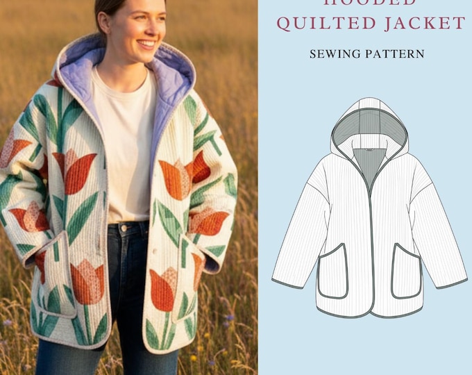 Quilt Hoodie PDF Sewing Pattern | Beginner Friendly | Sizes XS-S, M-L ...
