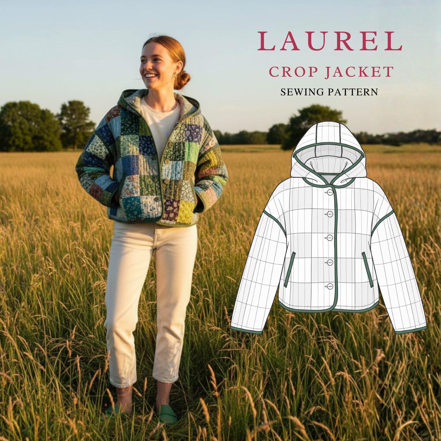 Laurel Crop Jacket Sewing Pattern | Beginner Friendly, Sizes XXS-4XL ...
