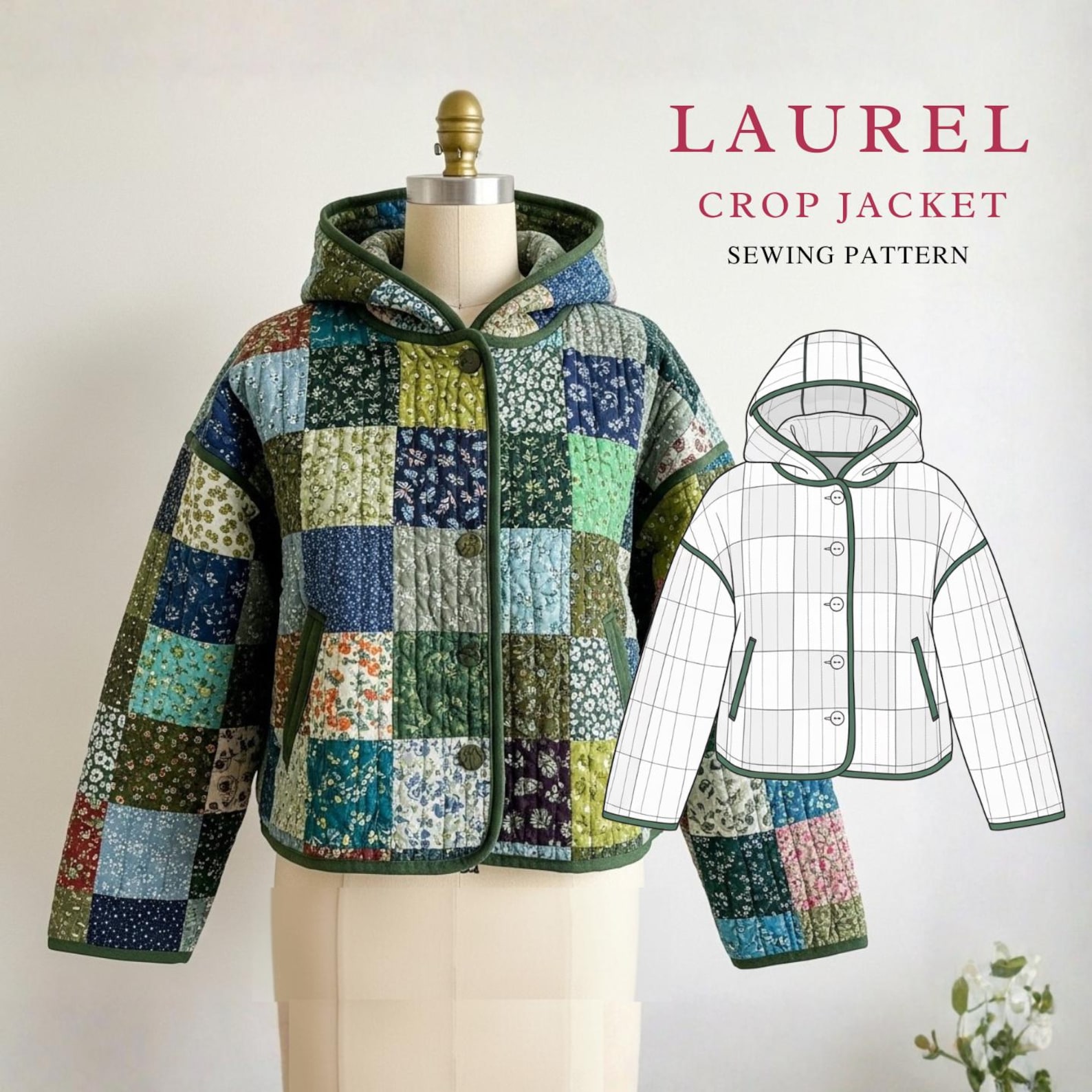 Laurel Crop Jacket Sewing Pattern | Beginner Friendly, Sizes XXS-4XL ...