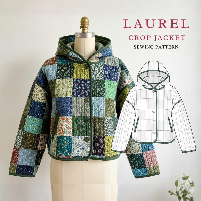Laurel Crop Jacket Sewing Pattern | Beginner Friendly, Sizes XXS-4XL ...