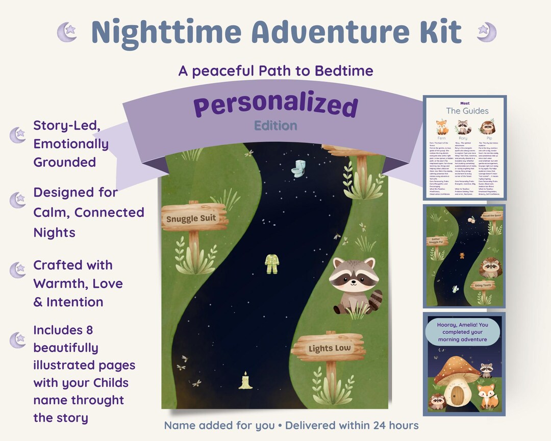 Personalized Nighttime Routine Chart for Kids • Custom Name Bedtime ...