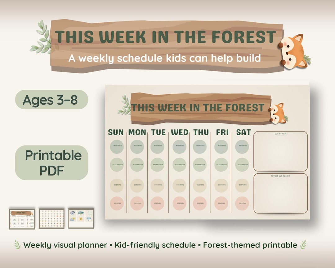 Weekly Schedule Chart for Kids | Visual Weekly Planner for Toddlers ...