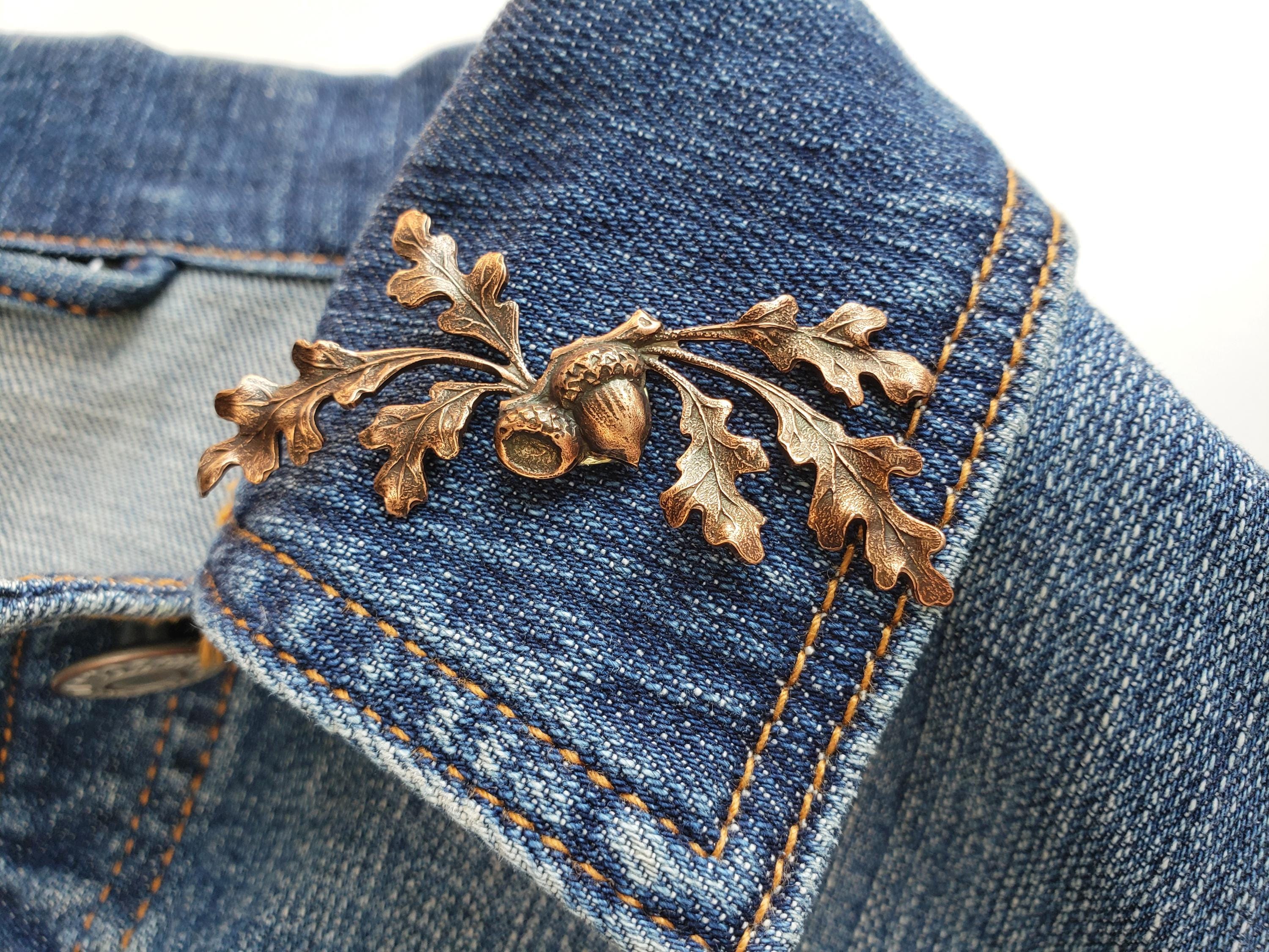 Large Antique Brass Oak Leaf & Acorn Pin, Lapel Pin, Brooch ...