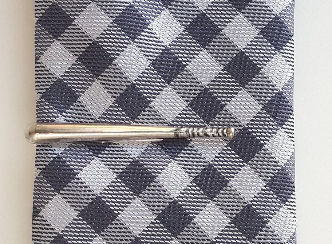 Silver Baseball Bat Tie Clip, Small THIN Sports Tie Clip, Baseball Team ...