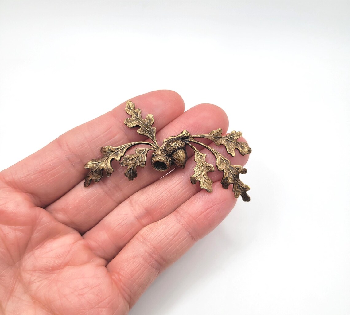 Large Antique Brass Oak Leaf & Acorn Pin, Lapel Pin, Brooch ...