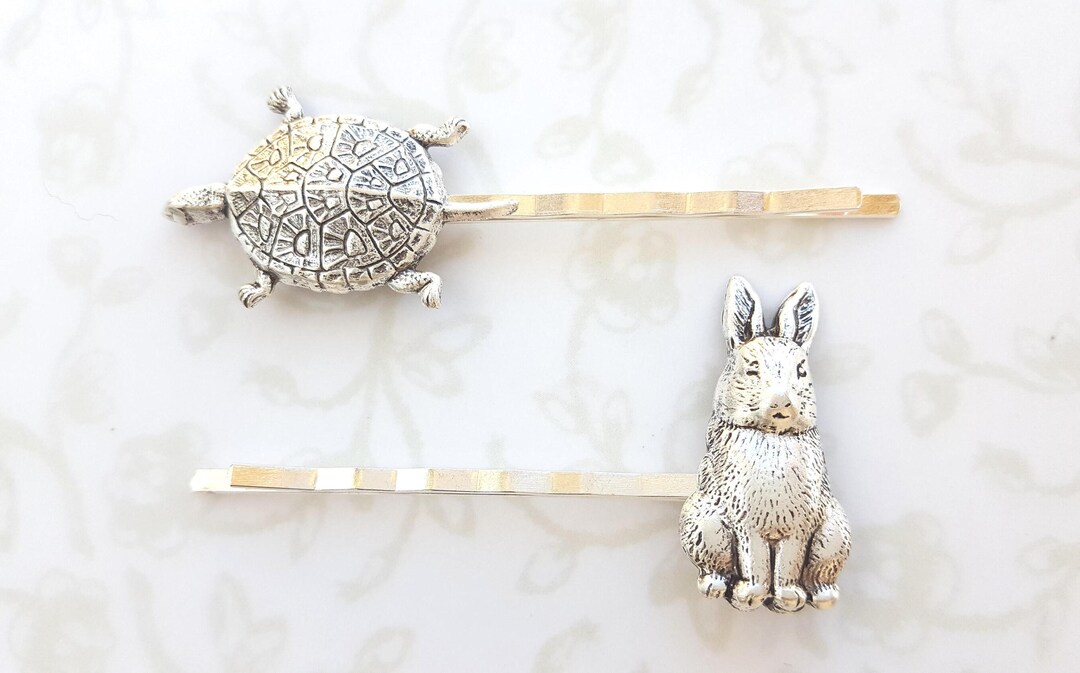 Tortoise & Hare Bobby Pins, Silver, Aesop's Fable, Teacher Gift ...