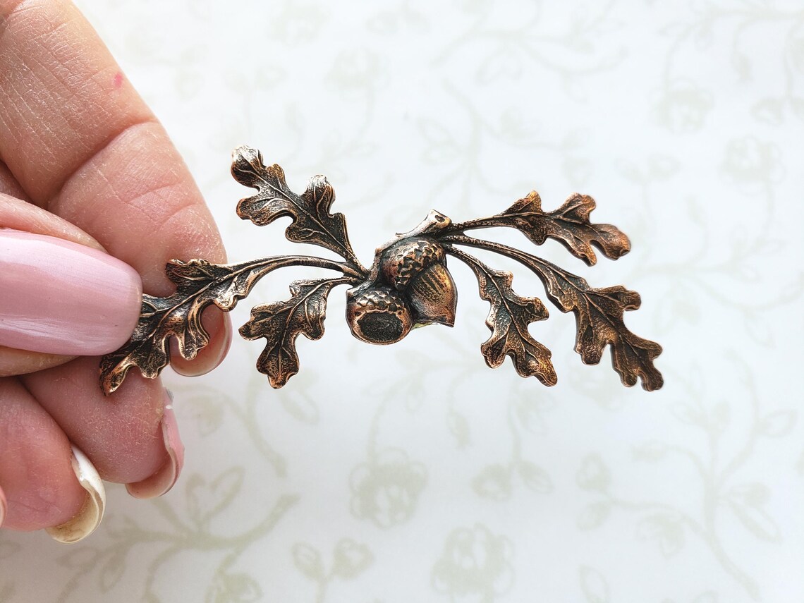 Large Antique Brass Oak Leaf & Acorn Pin, Lapel Pin, Brooch ...