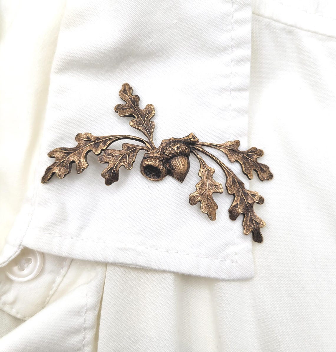 Large Antique Brass Oak Leaf & Acorn Pin, Lapel Pin, Brooch ...