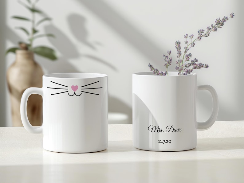 Personalized Couple Mugs Set, Custom Name and Year Coffee Cups ...