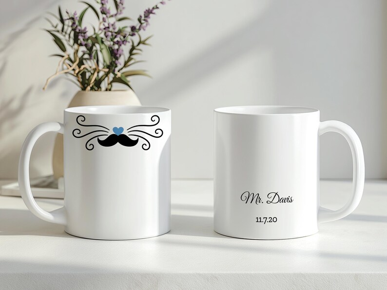 Personalized Couple Mugs Set, Custom Name and Year Coffee Cups ...