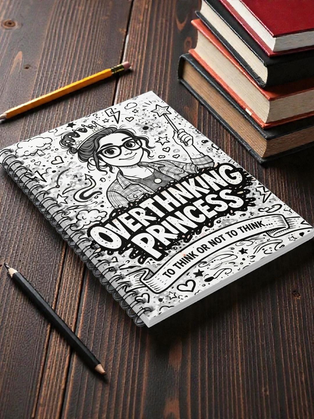 Color Your Own Notebook | Overthinking Princess| Illustrated Cove - Etsy