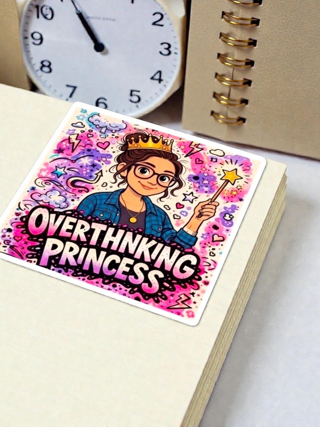 Overthinking Princess Sticker – Funny Anxiety Sticker, Mental Health ...