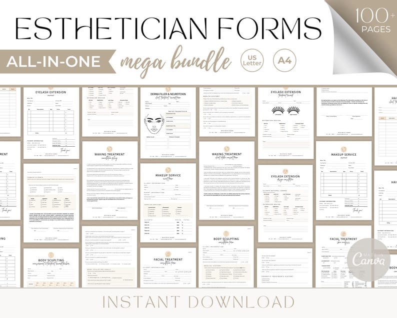 Esthetician Consent Forms, Esthetician Forms, Esthetician Forms Bundle ...