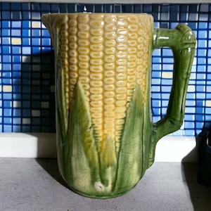 Antique Brush Mccoy Majolica Corn Pitcher #52: Rustic Farmhouse Kitchen ...