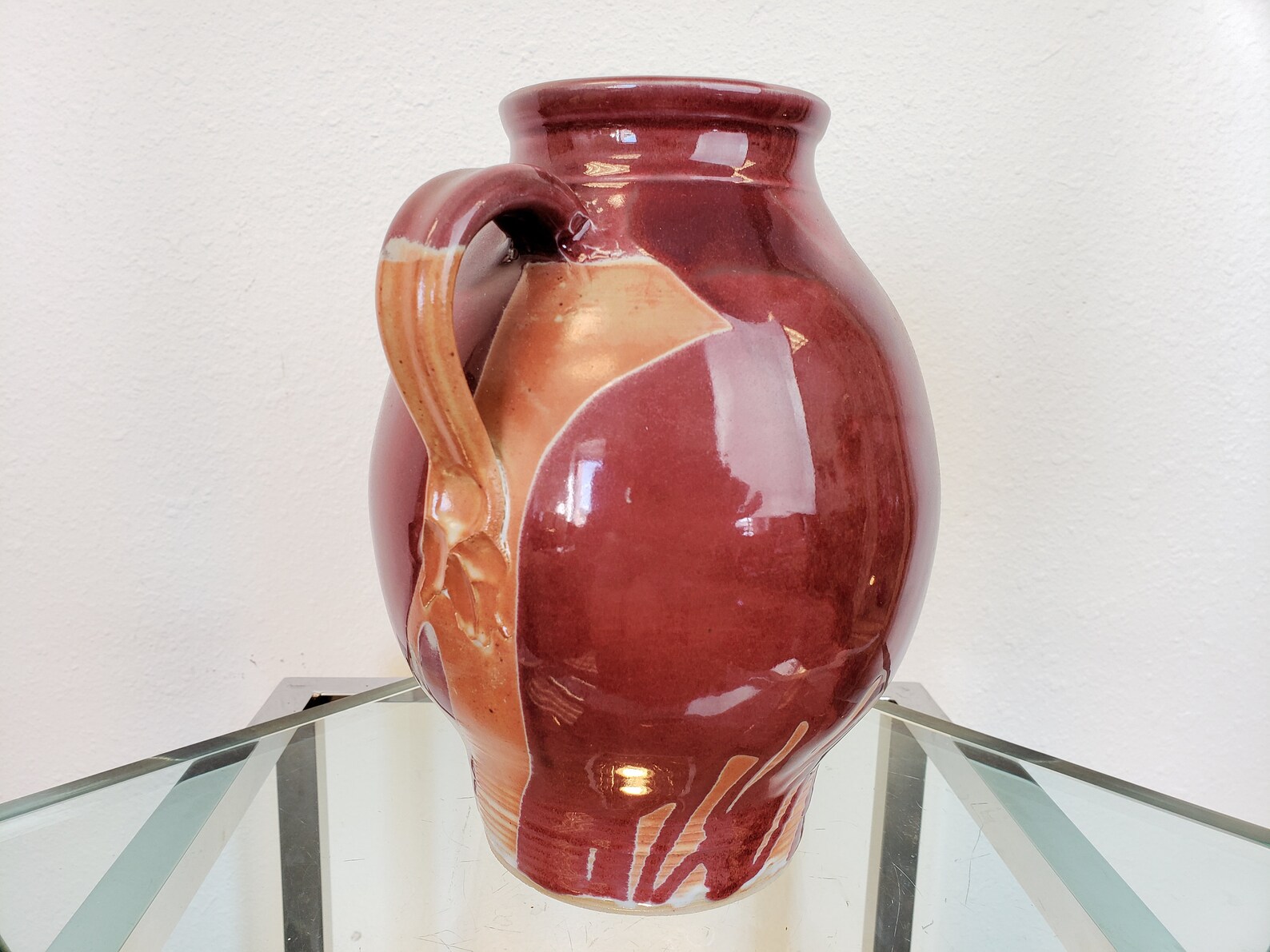 G Russell Pottery Vessel / Mandarin Orange Drip Glaze / Home | Etsy