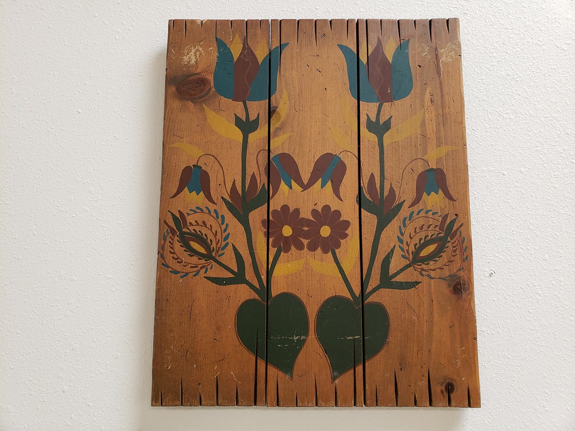 Pair Pennsylvania Dutch Tulips Paintings on Wood / Colonial - Etsy