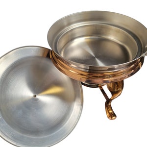 Vintage Copper Plated Chafing Dish ~ 4 Piece Warming Dish & Lid ~ Like ...