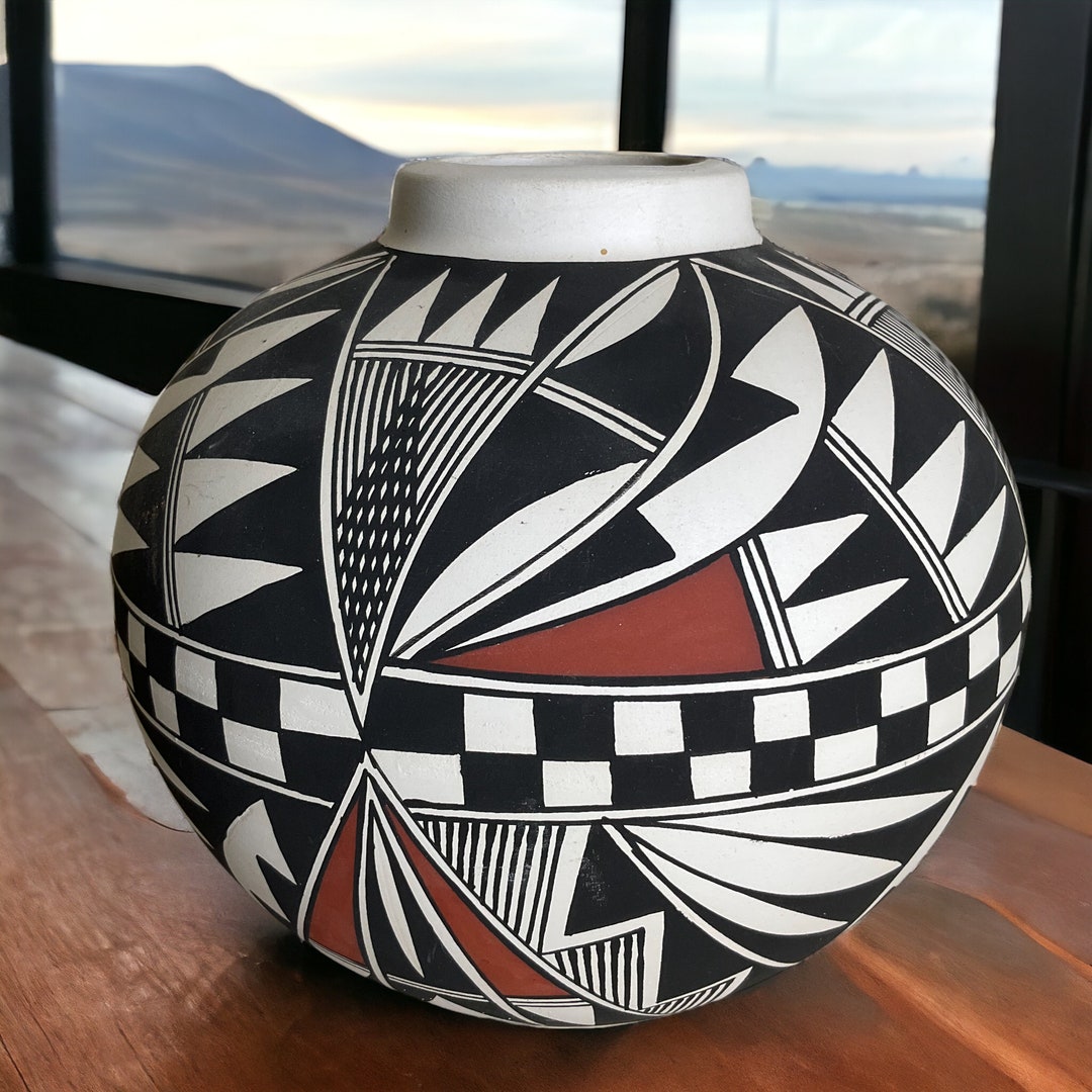 Acoma Pueblo Pottery Sandra Victorino ~ Vintage 6 1/2" Native American ...