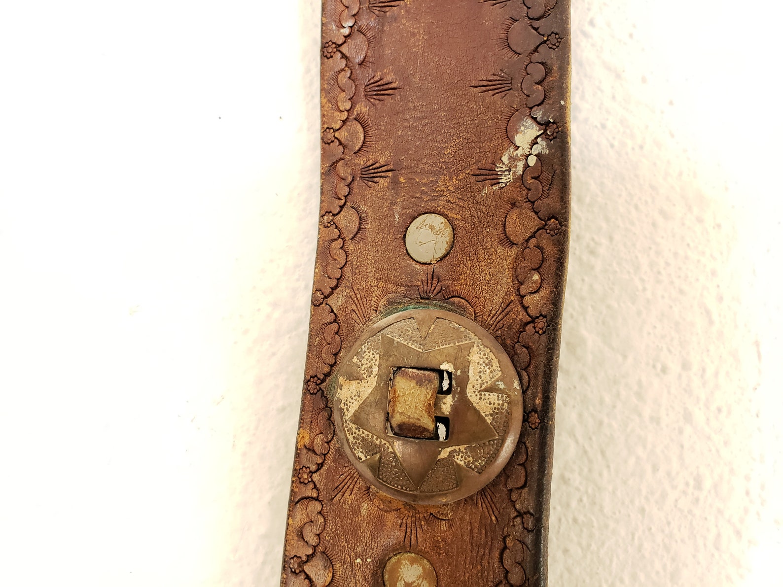 Bronze Copper & Tooled Leather Belt / One of A Kind Belts and - Etsy