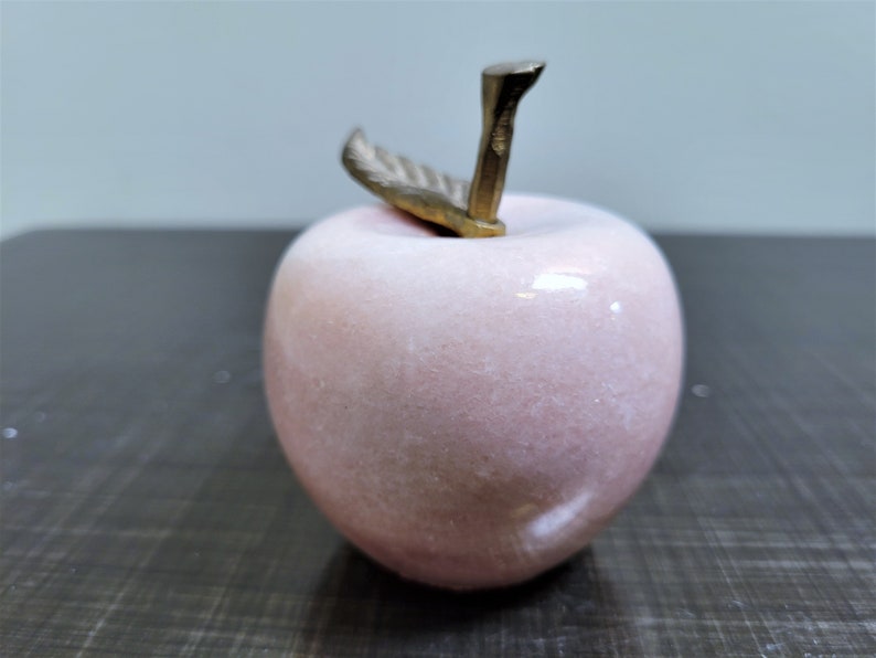 Stone & Brass Apple Paperweight / Alabaster Marble Paperweight - Etsy