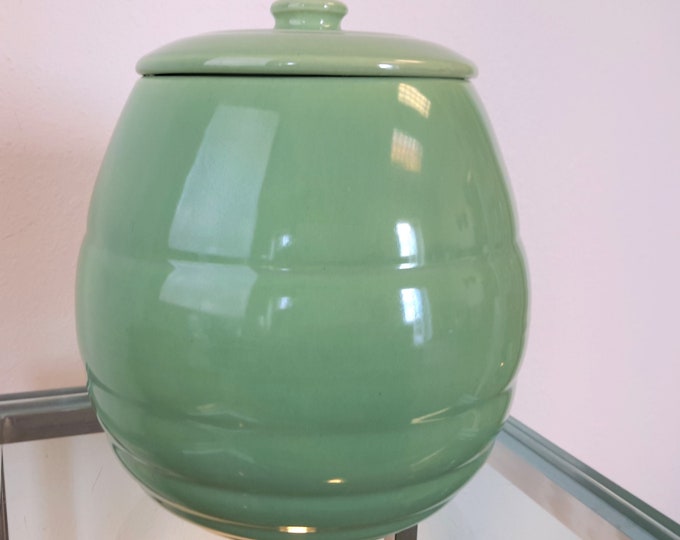 Bauer Lidded Cookie Jar / Bauer of LA Pottery / Mint Green Cookie Jar ...