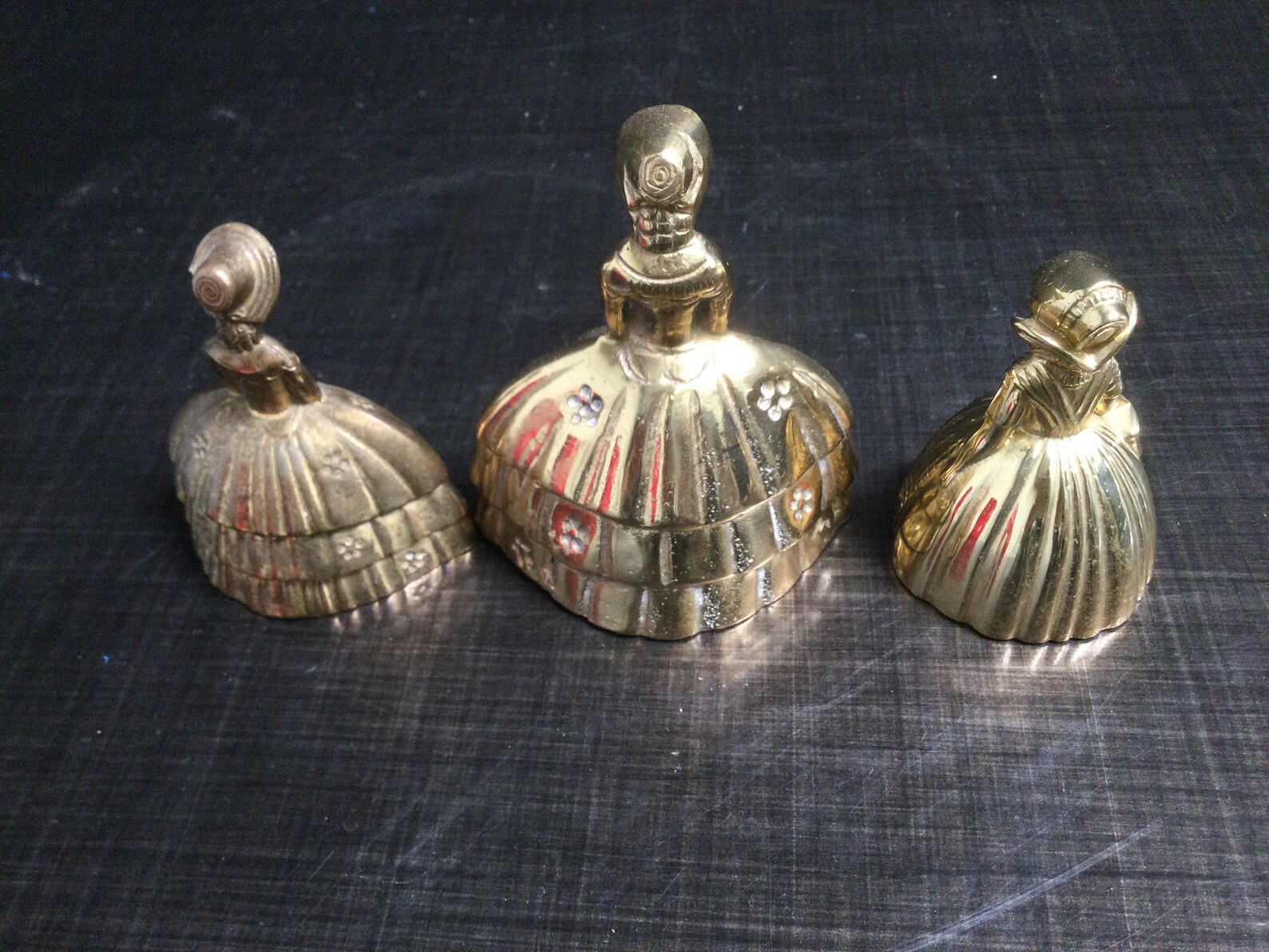Brass Victorian Belles Bells Set of 3 ~ Women Wearing Hoop Skirts ...
