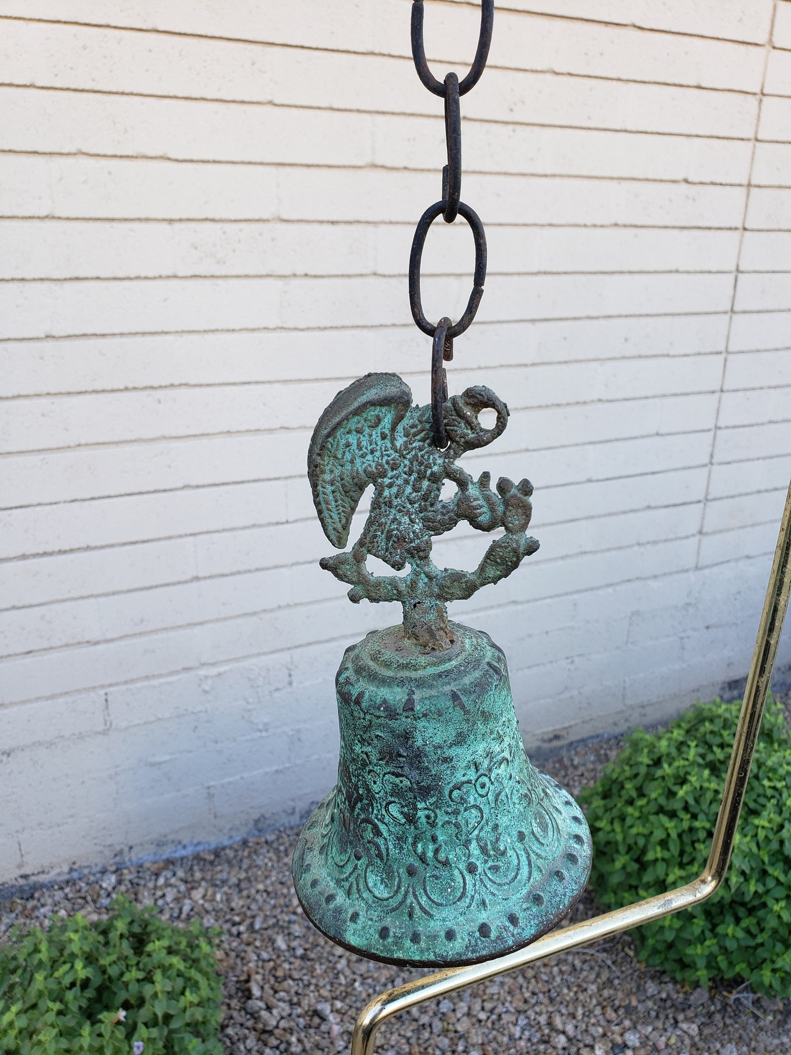 Cast Bronze Hawk & Snake Wind Bell / Vintage Bronze Wind Chime / Soleri ...