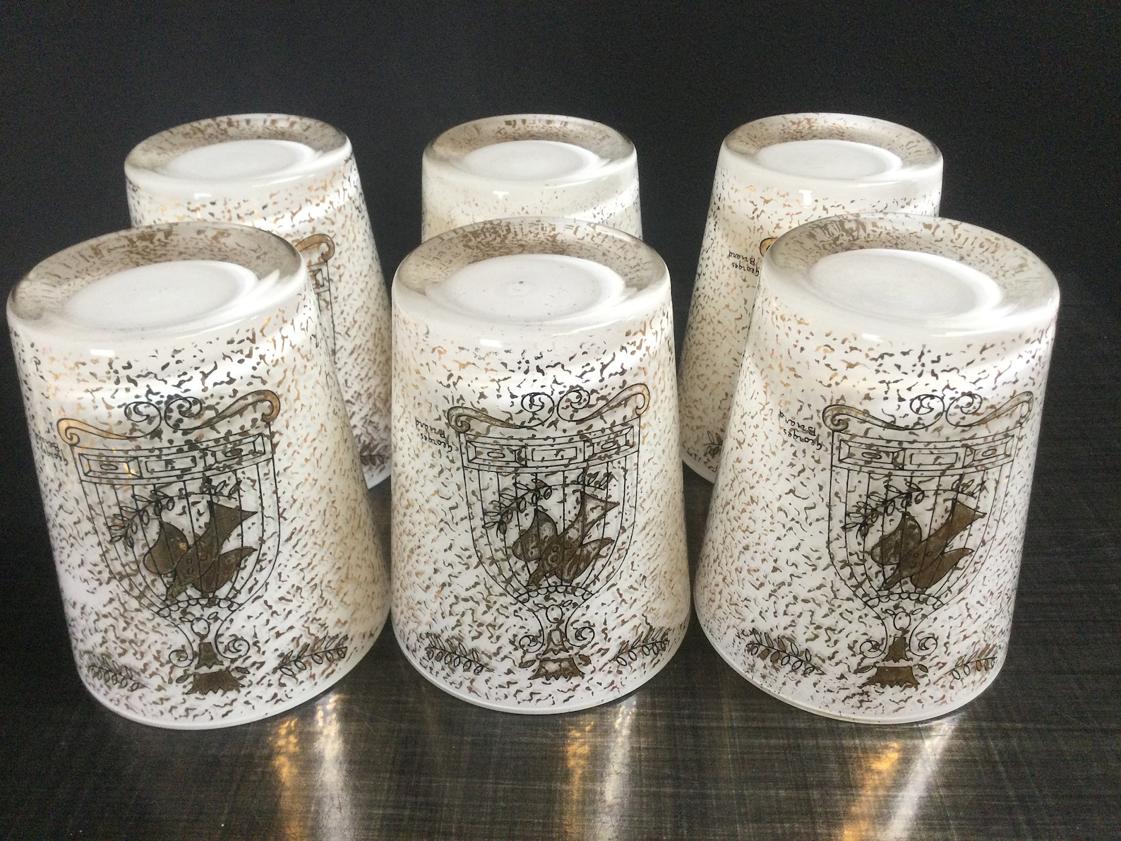 Georges Briard Barware Bird in Cage Suburban Glasses Set of 6 ~ Mid ...