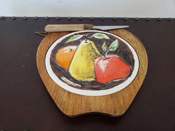 Fred Press Apple Shaped Fruit & Cheese Cutting Board With | Etsy