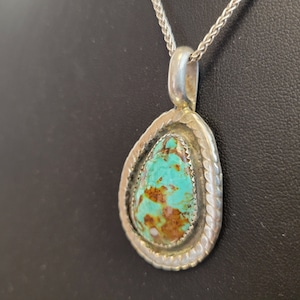 Handcrafted Nevada Turquoise Sterling Silver Pendant Necklace" 18 ...