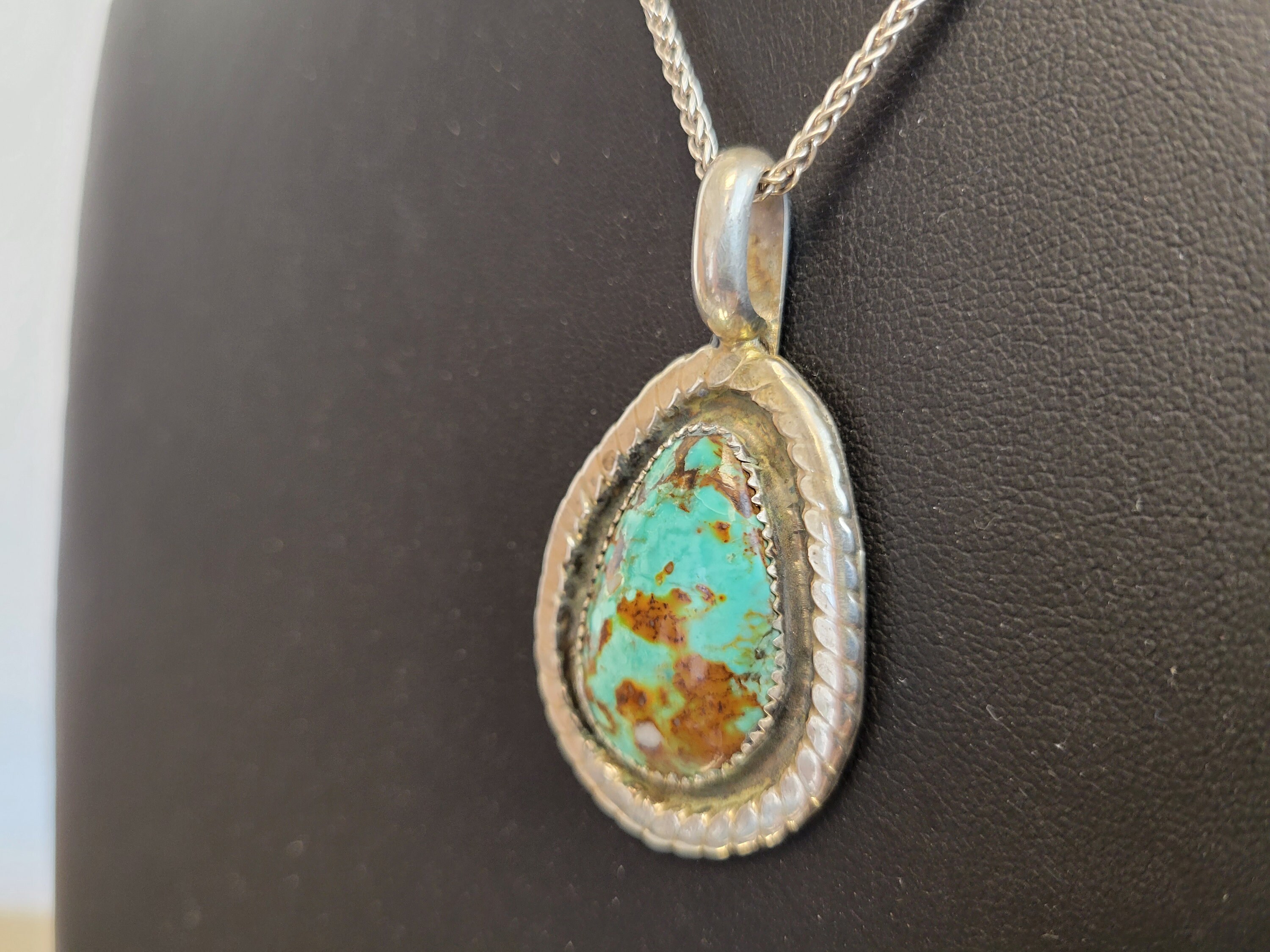 Handcrafted Nevada Turquoise Sterling Silver Pendant Necklace" 18 ...