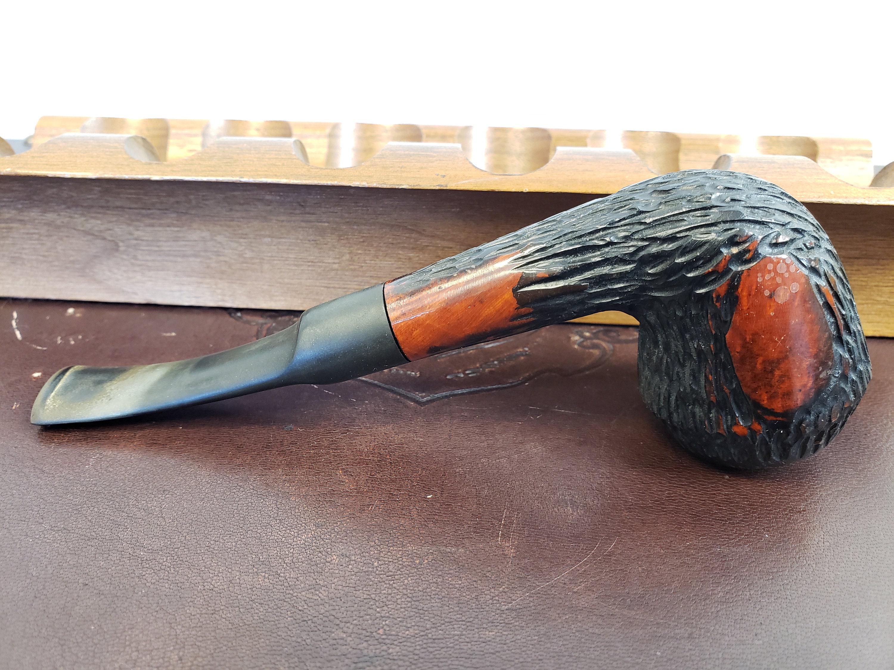 Rusticated Italian Tobacco Pipe / Handcrafted Straight Pipe / | Etsy