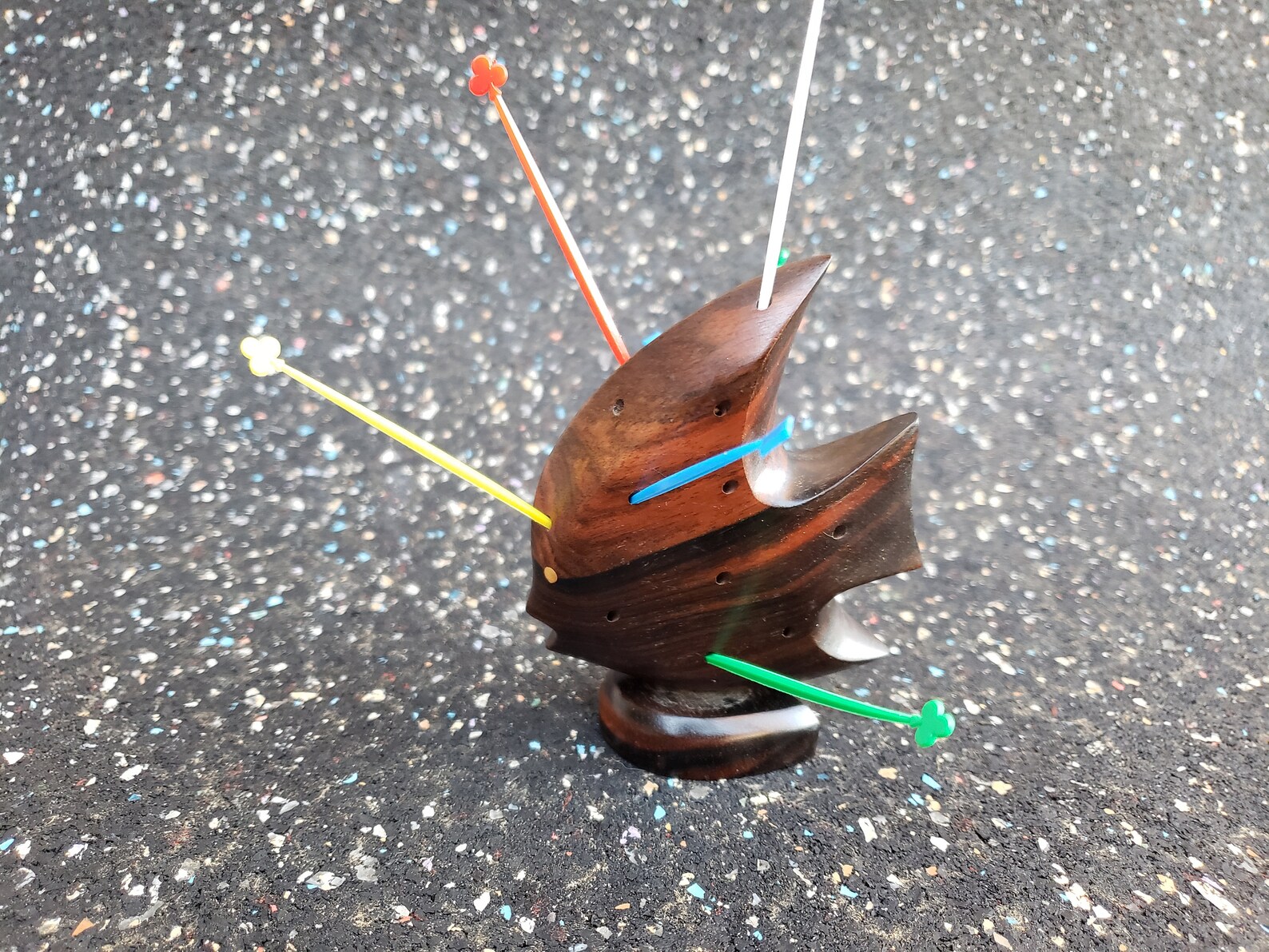 Rosewood Angel Fish Toothpick Holder / Hawaiian Tiki Bar / - Etsy