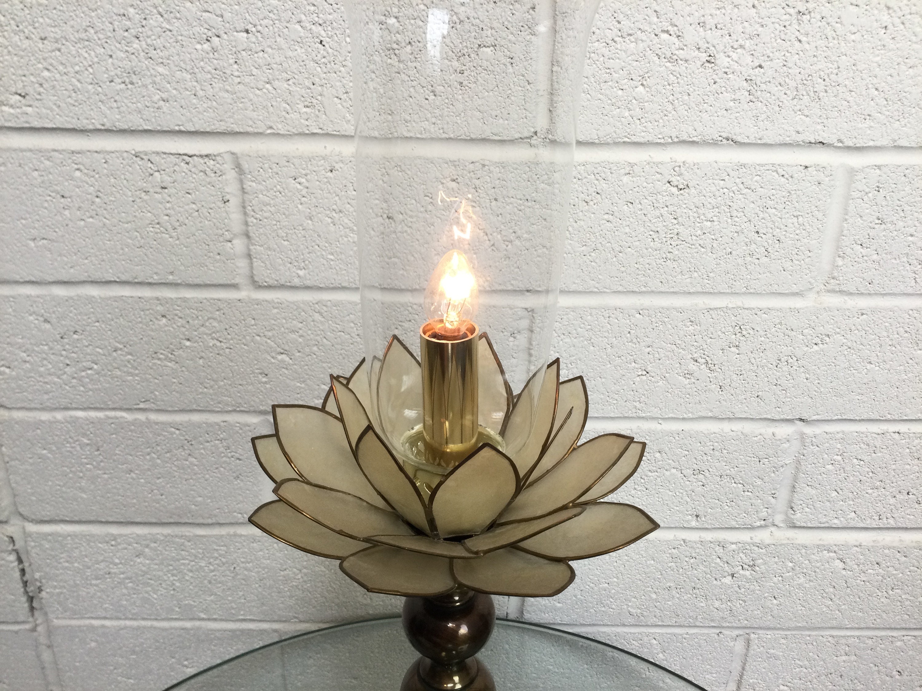 Vintage Capiz Shell Lotus Blossom Petal & Brass Lamp - Etsy