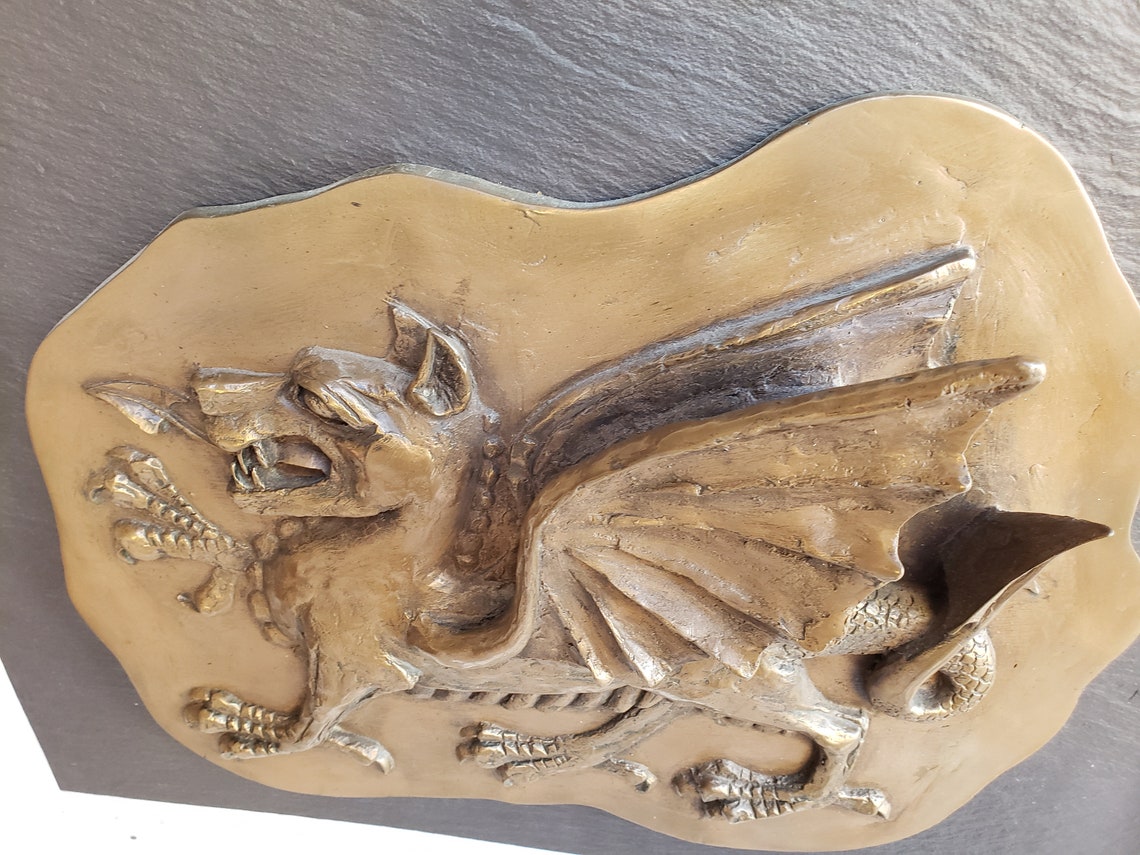 Welsh Dragon Bronze Wall Plaque on Slate Stone / High Relief - Etsy