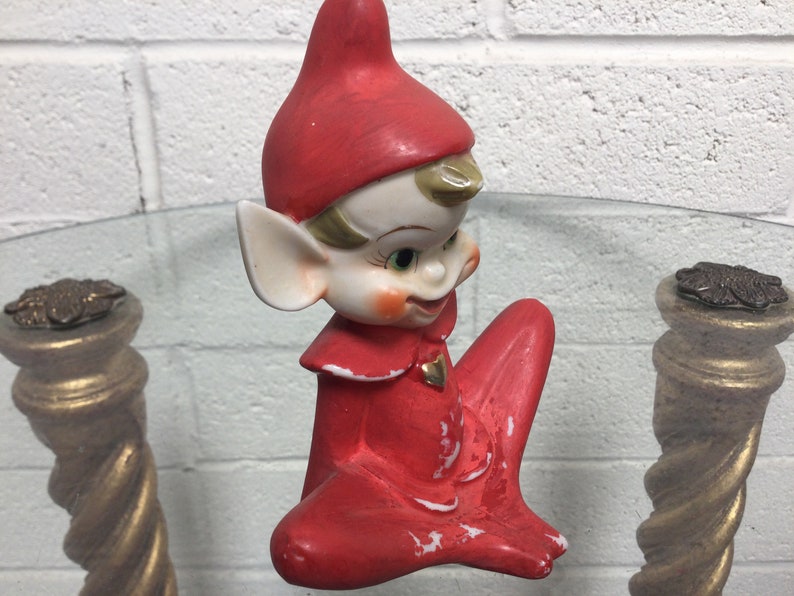 Pixie Elf Figurine ~ Mid Century Thames Pixie in Red Suit ~ Christmas ...
