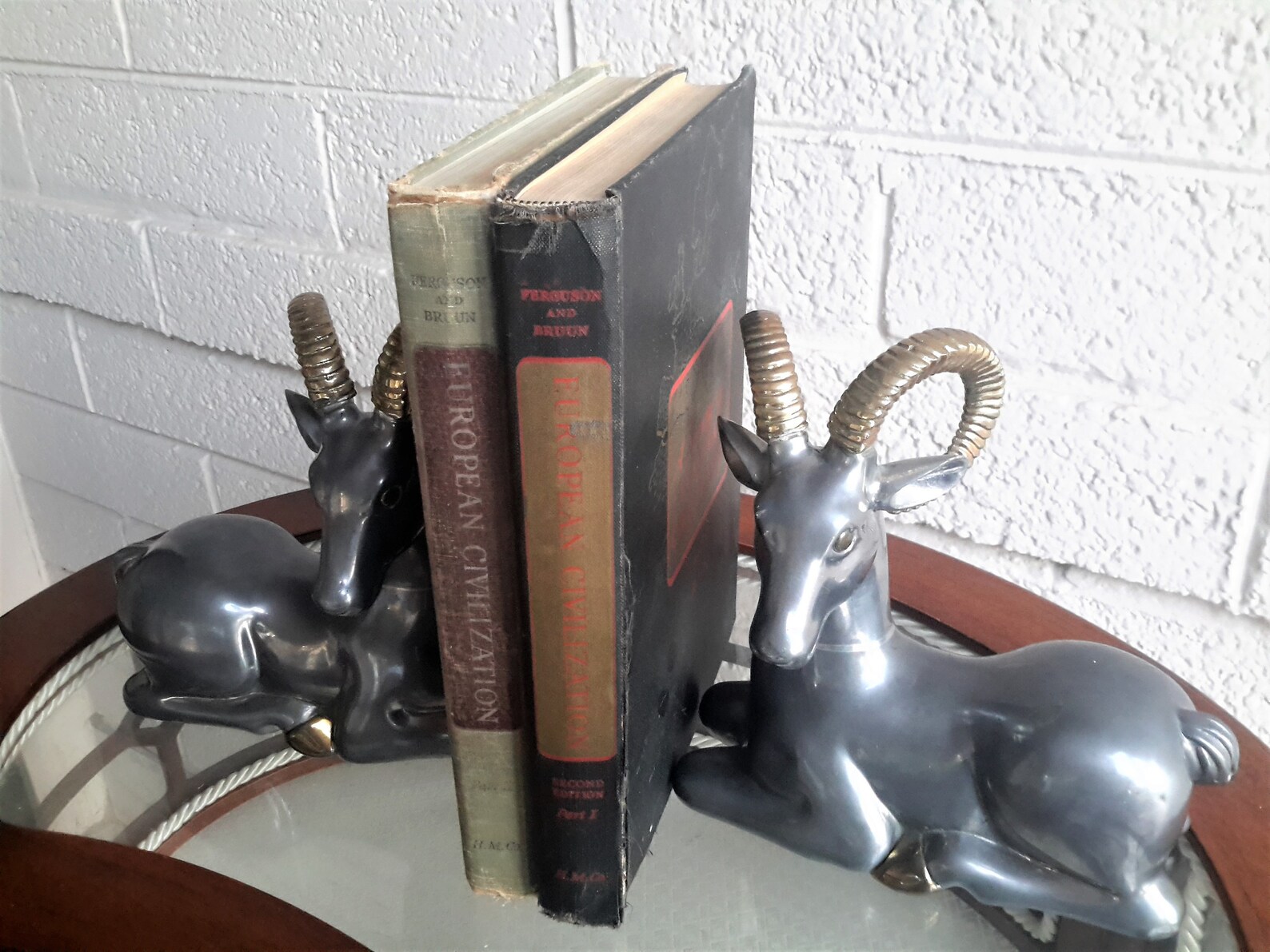 Mid Century Ram Bookends Sculpture / Brass and Pewter Ram - Etsy