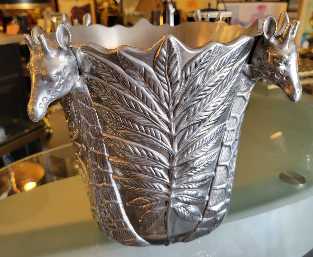 Vintage Arthur Court Giraffe Ice Bucket: Safari Collection Aluminum ...