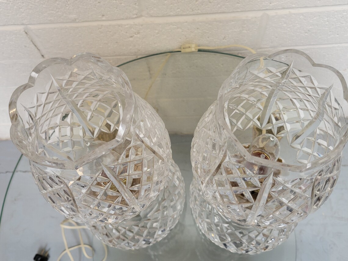 Waterford Crystal Tulip Hurricane Lamps Pair Cut Glass - Etsy