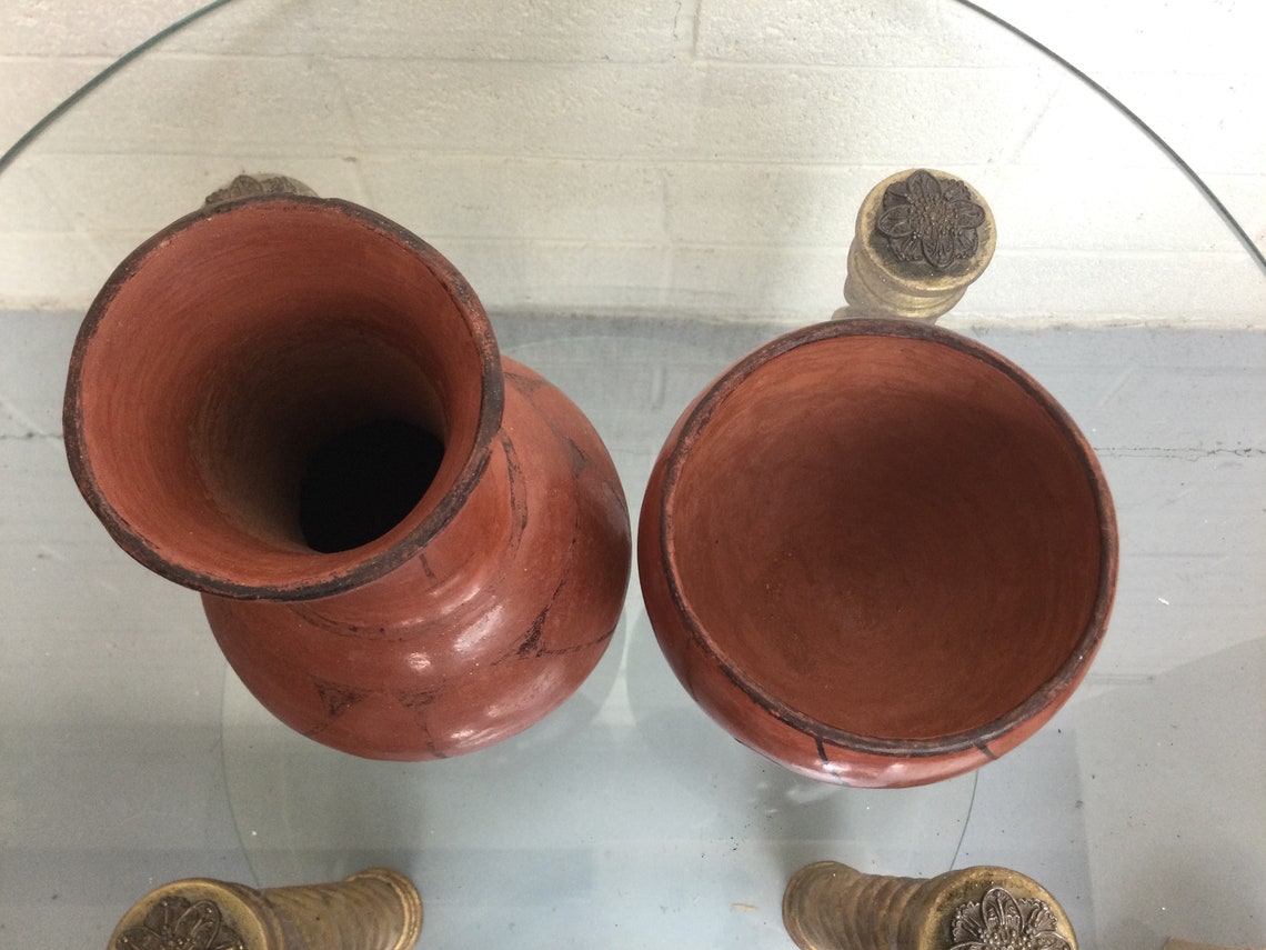 Southwestern Native American Red Clay Pottery Pots Pair - Etsy